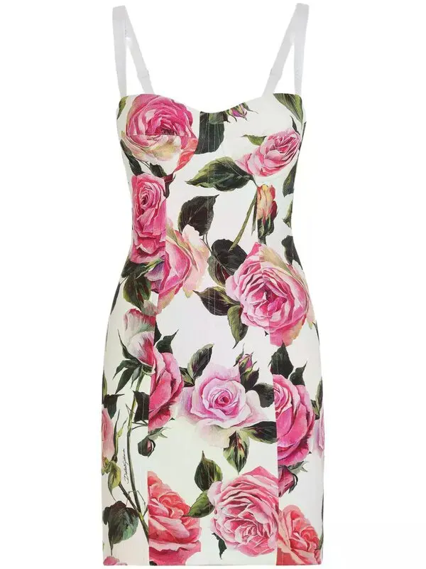 Dolce & Gabbana Floral-print Mini Dress - White