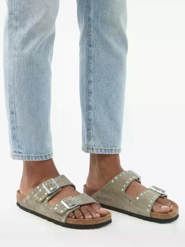 BIRKENSTOCK Arizona Studded Flat Sandals - Grey