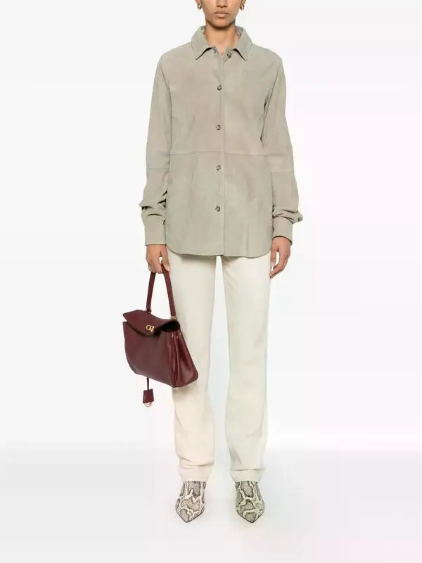 TOTEME Suede Button-down Shirt - Neutrals
