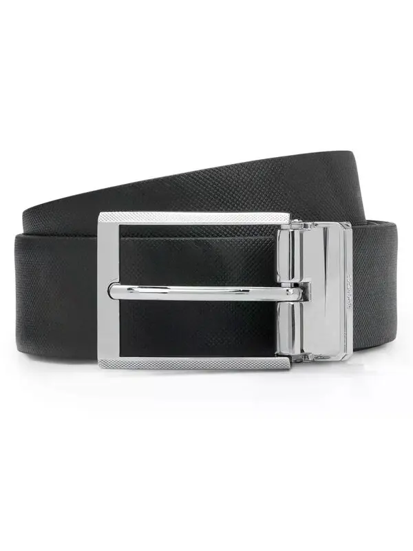 Hugo Boss Logo-engraved Leather Belt - Black