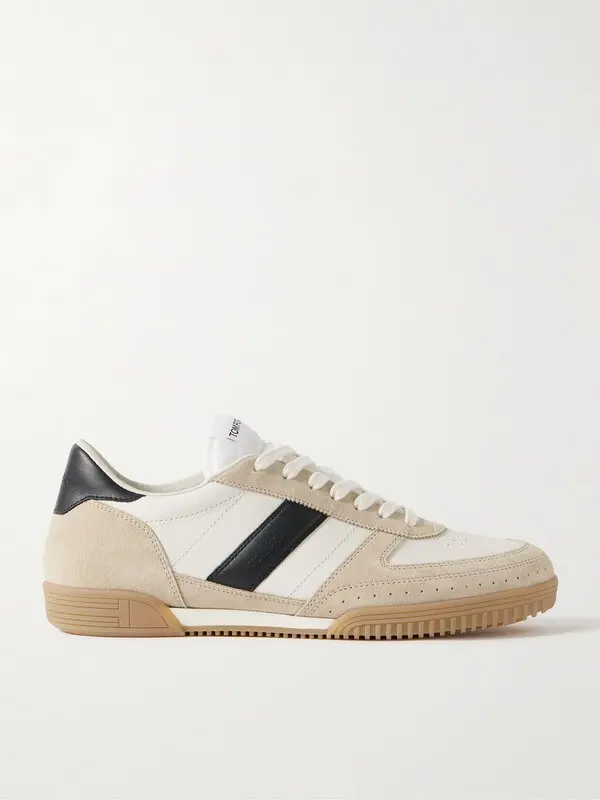 TOM FORD Terence Leather And Suede Sneakers - Neutrals