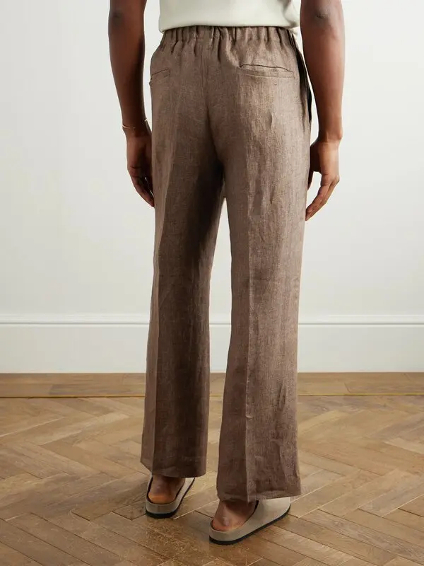PIACENZA CASHMERE 1733 Straight-leg Linen Trousers - Brown