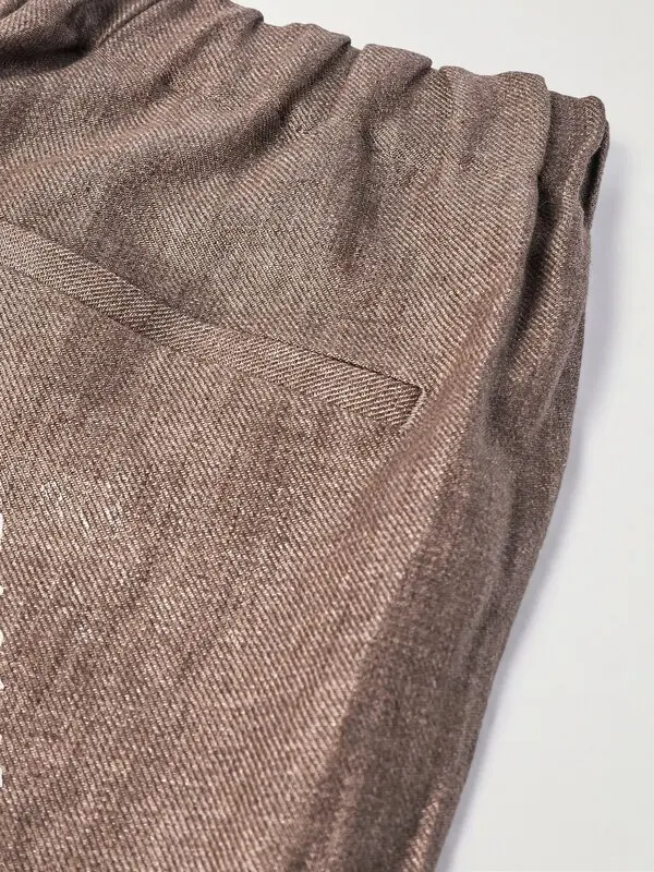 PIACENZA CASHMERE 1733 Straight-leg Linen Trousers - Brown