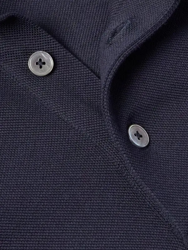 Zegna Logo-appliquéd Cotton-piqué Polo Shirt - Blue