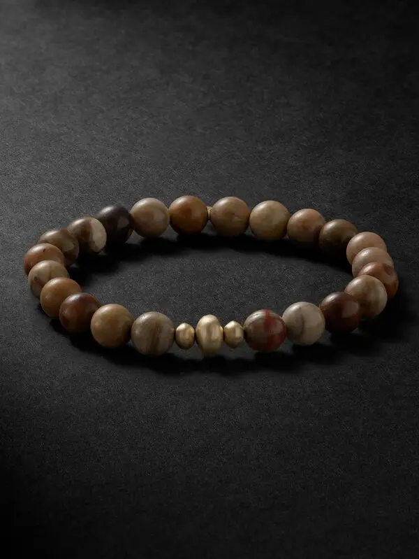 Jacquie Aiche Wood And 14-karat Gold Beaded Bracelet - Brown