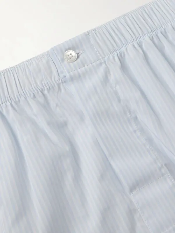Zegna Striped Cotton-poplin Boxer Shorts - Blue