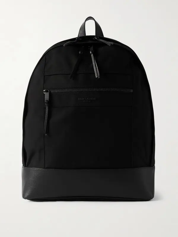 Saint Laurent City Leather-trimmed Recycled-canvas Backpack - Black