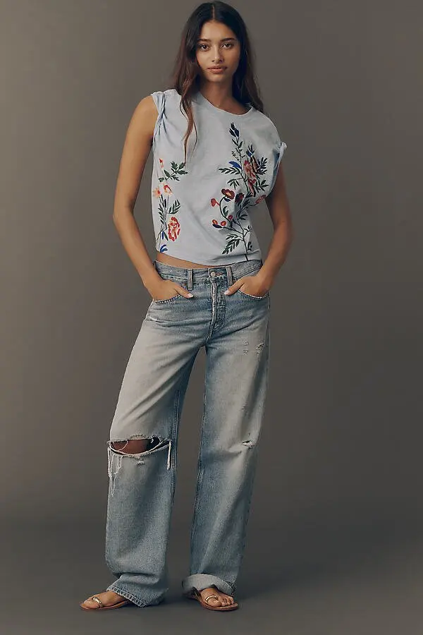 Anthropologie Growg Florals Muscle Tee