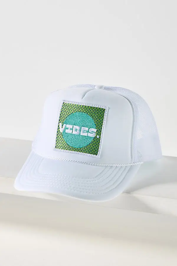 FRIDAY FEELIN Vibes Trucker Hat - White