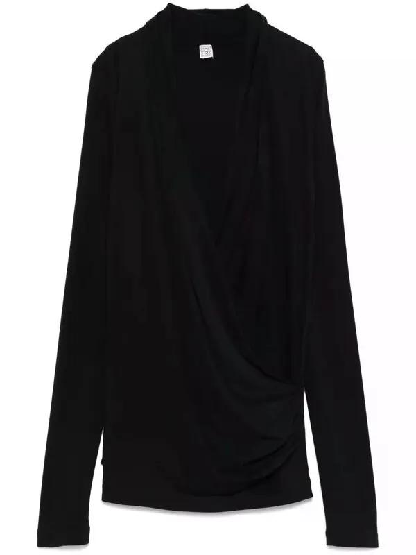 TOTEME Overlapped Jersey Blouse - Black