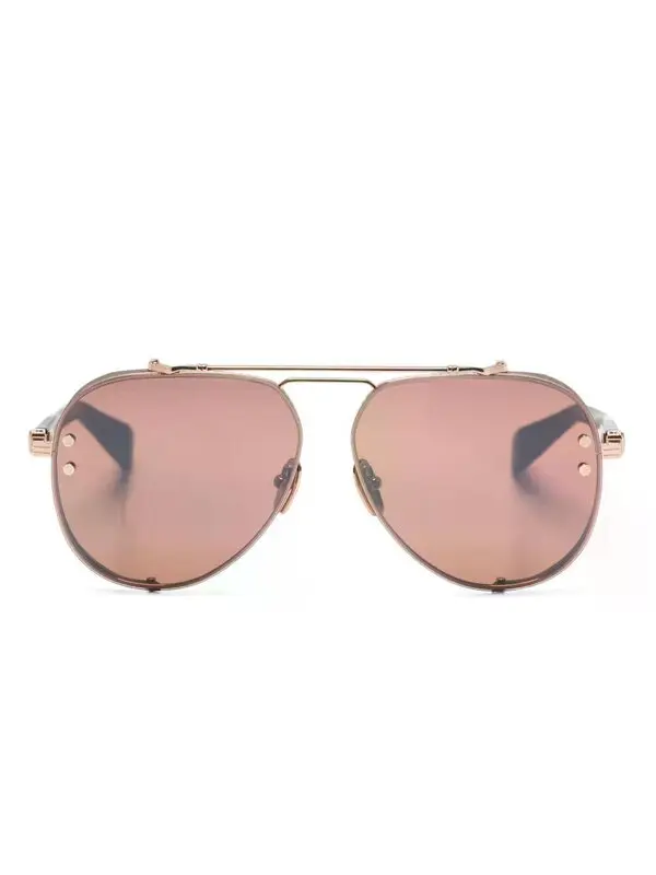 Balmain Captaine Oval-frame Sunglasses - Brown