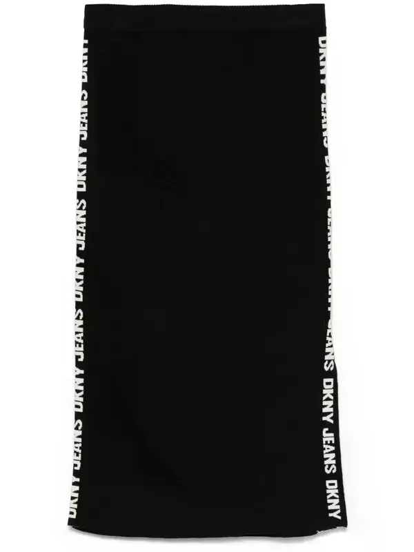 Dkny Fine-ribbed Midi Skirt - Black