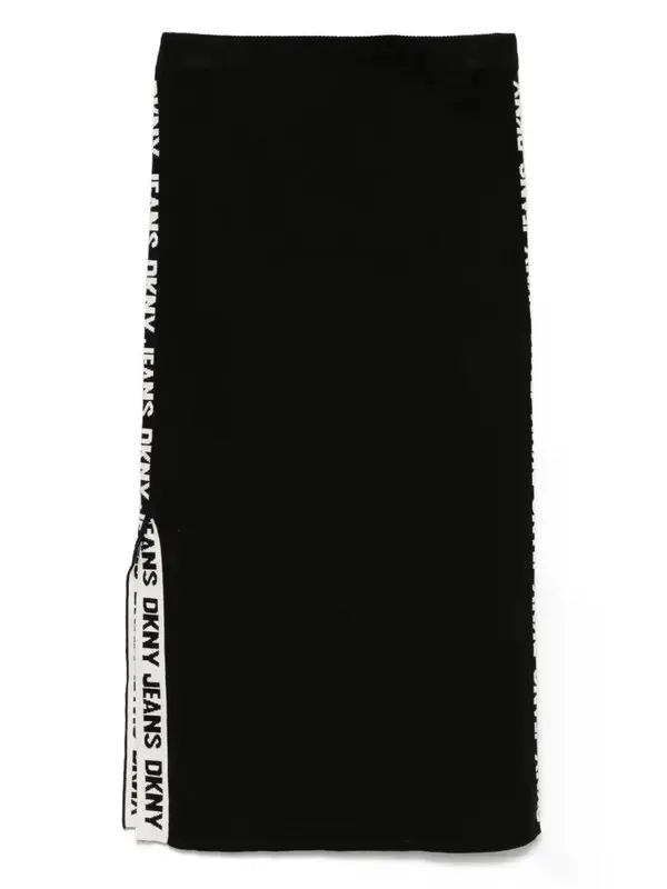 Dkny Fine-ribbed Midi Skirt - Black