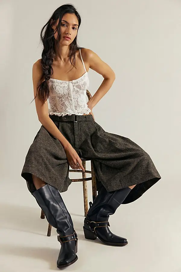 Free People Denver Double Buckle Boots - Washed Black