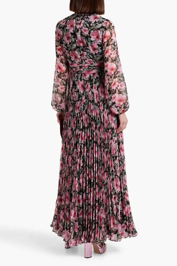 knee length dresses for ladies Floral Chiffon Maxi Dress