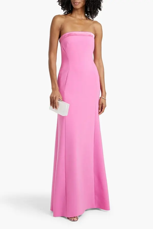 Jenny Packham Circe Satin-trimmed Strapless Crepe Gown