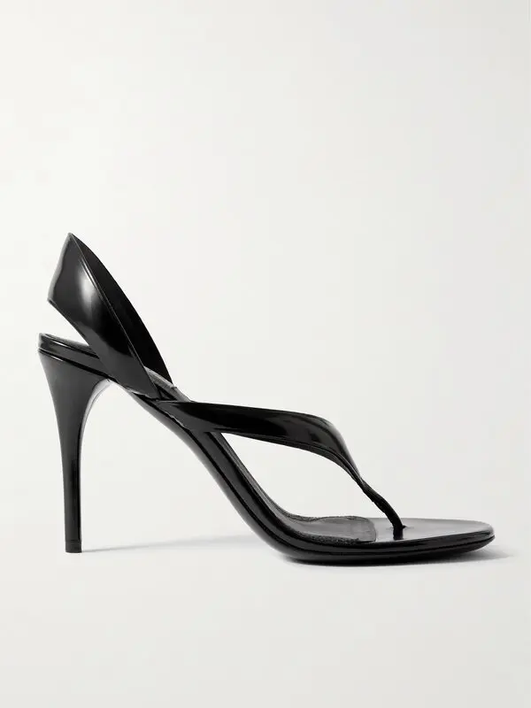 Alaïa Tong 90 Patent-leather Sandals - Black