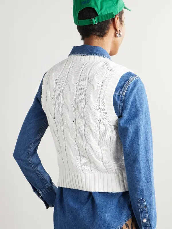 Polo Ralph Lauren Embroidered Cable-knit Cotton Vest