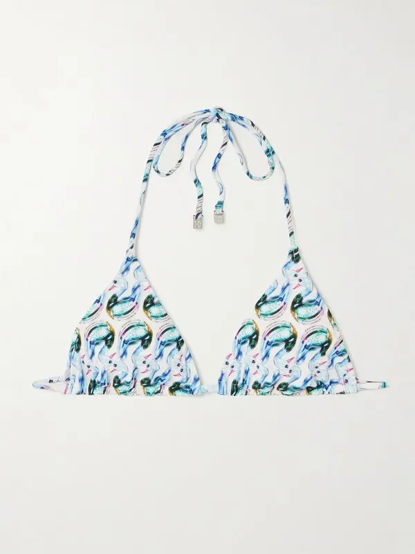 Tory Burch Printed Triangle Bikini Top - Blue