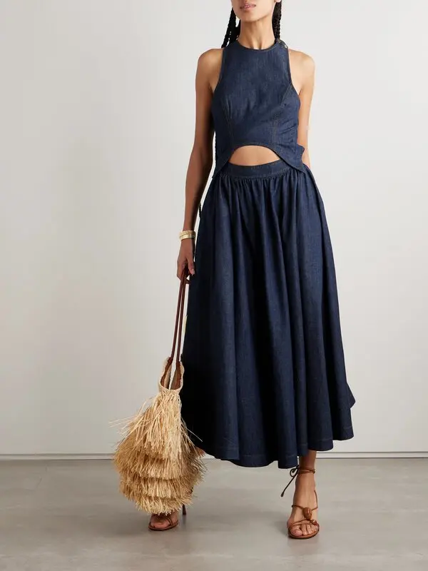 knee length dresses for ladies Illuminate Peplum midi dress ZIMMERMANN Giallo main image 1