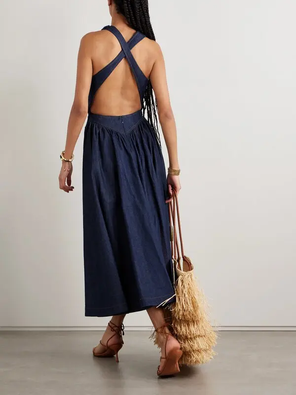 white christmas dresses Daily Practice by Anthropologie Denim Cutout Midi Dress – White Chocolate  Couture