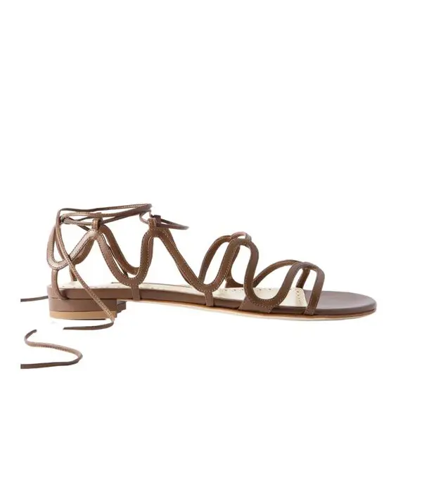 Manolo Blahnik Fawdaflat Leather Sandals - Brown