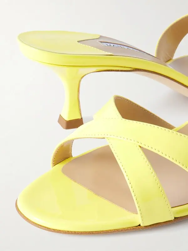 Manolo Blahnik Callamu 50 Patent-leather Mules - Yellow