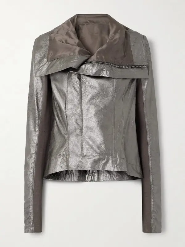 Rick Owens Naska Leather Biker Jacket - Metallic