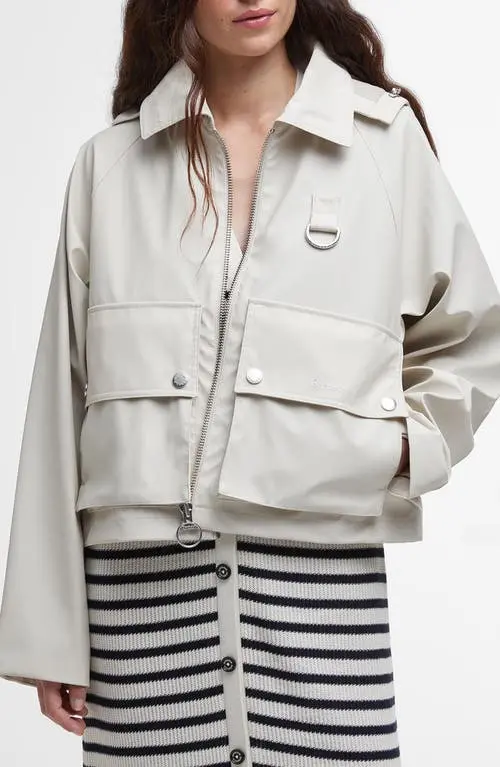 Barbour June Showerproof Jacket With Removable Hood - Blanc