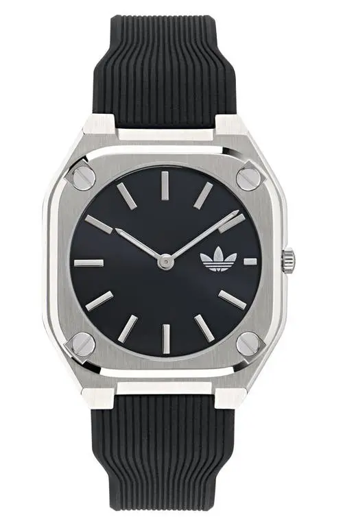 Adidas City Tech Silicone Strap Watch - Black