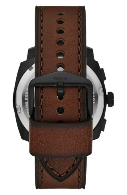Fossil Machine Chronograph Leather Strap Watch - Brown Smoke
