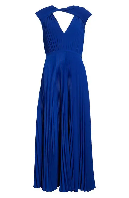 St. John Pleated Sleeveless Crepe Dress