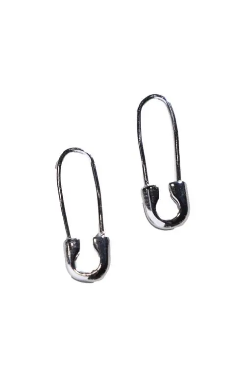 NICKEL & SUEDE Safety Pin Threader Earrings - Silver