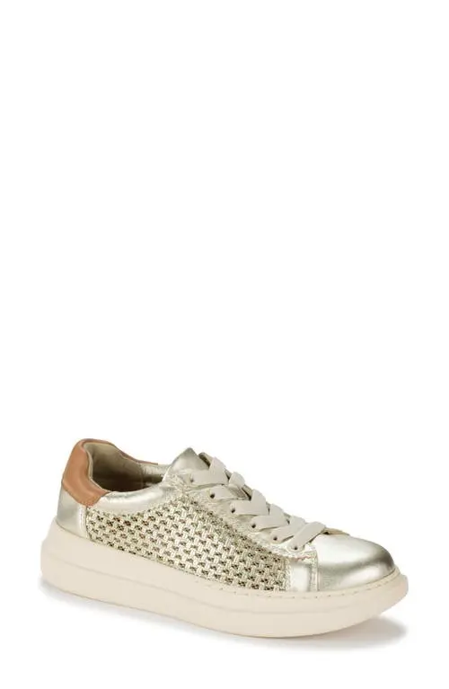 BARETRAPS Tiara Perforated Wedge Sneakers - Champagne Leather