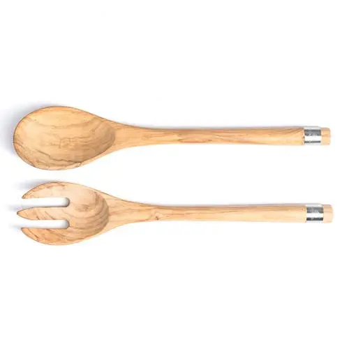 BERARD France Olive Wood Handcrafted 2 Piece Salad Server Set