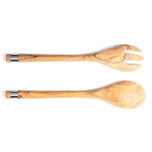 BERARD France Olive Wood Handcrafted 2 Piece Salad Server Set