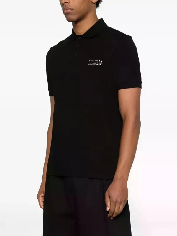 Moncler Logo-embroidered Polo Shirt - Black