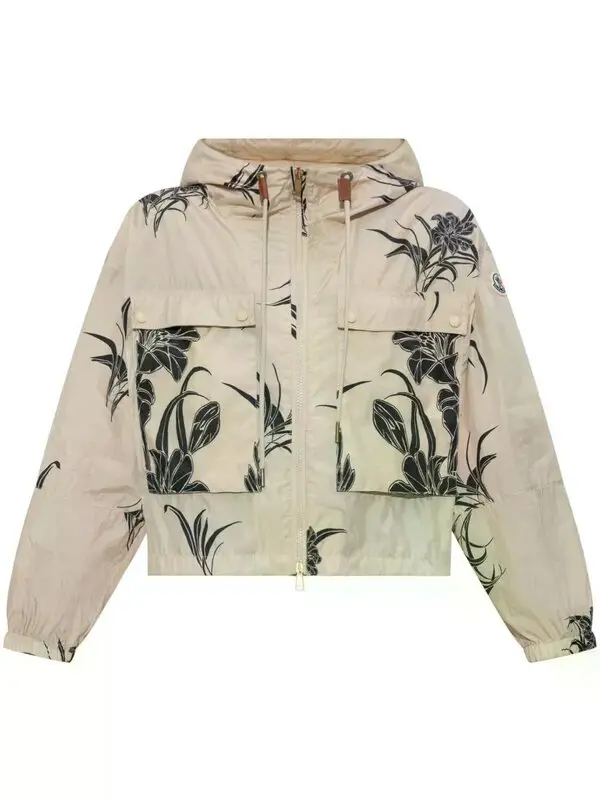 Moncler Floral-print Jacket - Neutrals