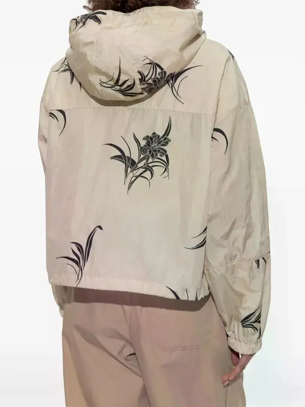 Moncler Floral-print Jacket - Neutrals