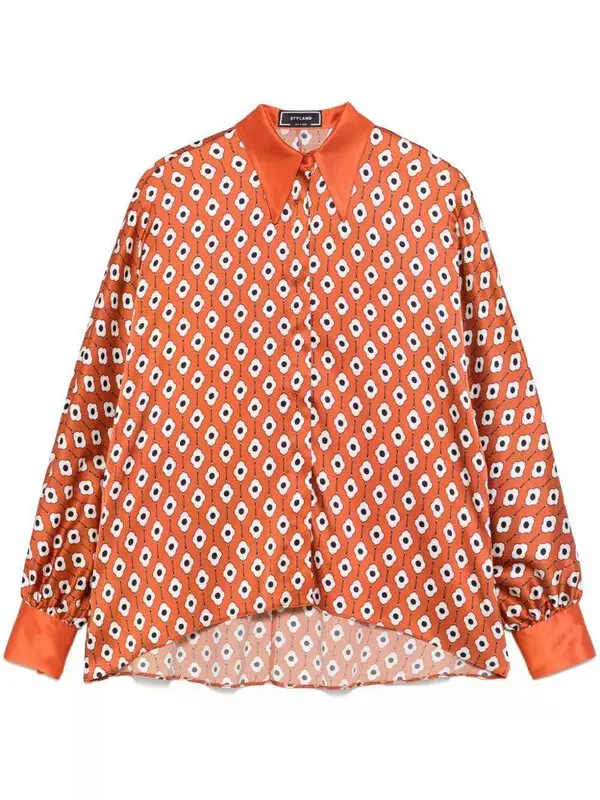 STYLAND Floral-print Shirt - Orange