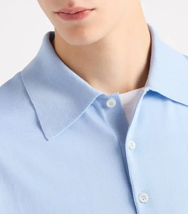 Prada Superfine Fleece Wool Polo Shirt - Turquoise