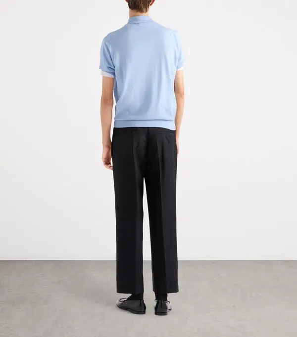 Prada Superfine Fleece Wool Polo Shirt - Turquoise