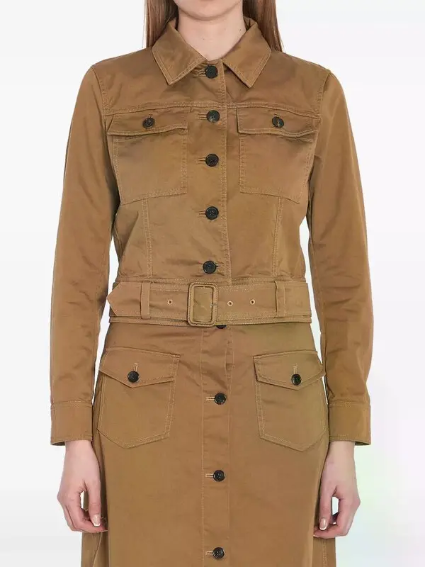 Saint Laurent Cropped Twill Jacket - Brown