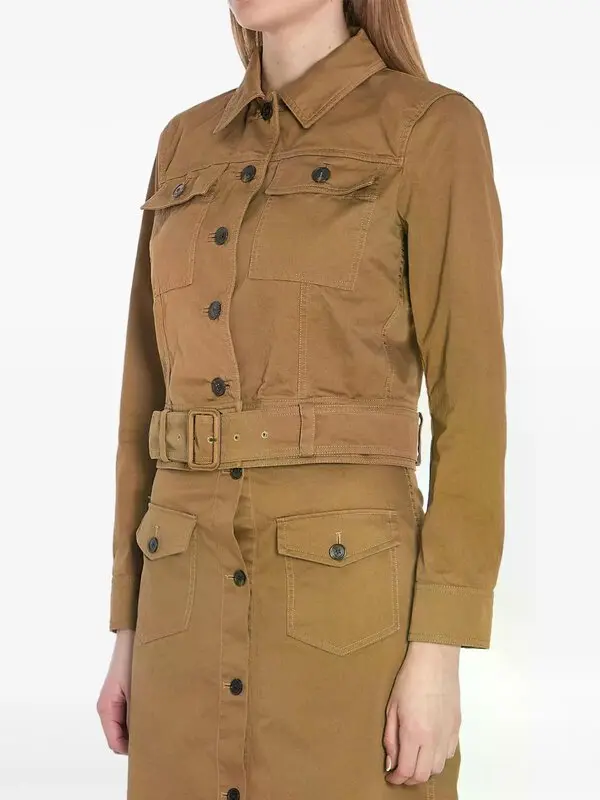 Saint Laurent Cropped Twill Jacket - Brown