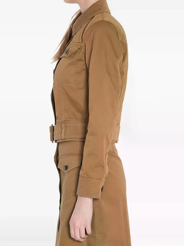 Saint Laurent Cropped Twill Jacket - Brown