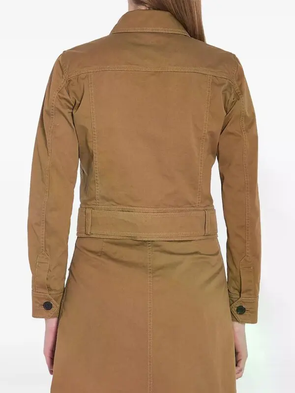 Saint Laurent Cropped Twill Jacket - Brown