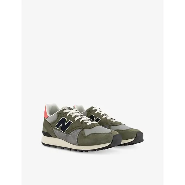 NEW BALANCE 475 Branded Suede And Mesh Low-top Trainers - Dark Olive