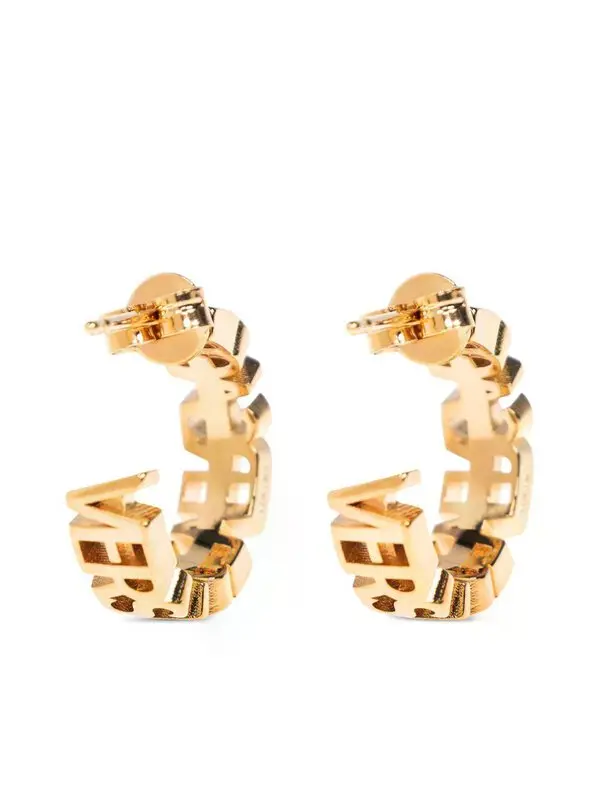 Versace Logo-lettering Hoop Earrings - Gold