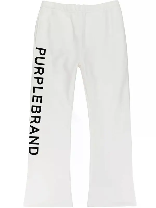 PURPLE BRAND Flared Fleece White Track Pants