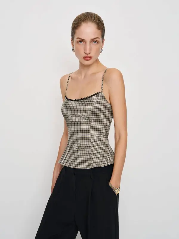 REFORMATION Genevieve Lace Top - Brown